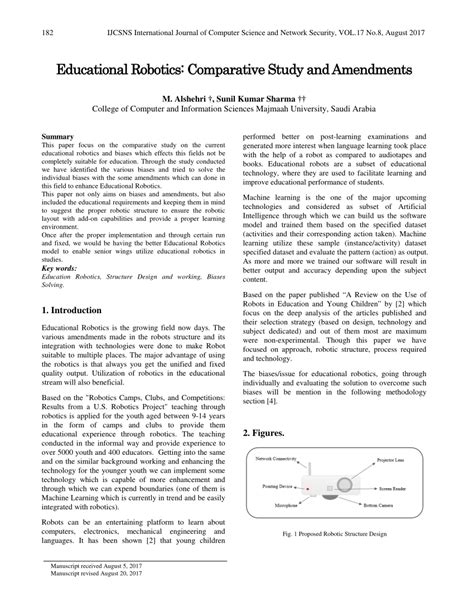Pdf Educational Robotics Comparative Study And Amendments