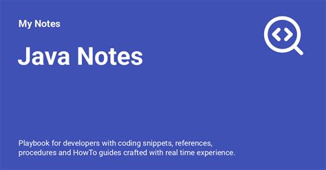 Java Notes My Notes