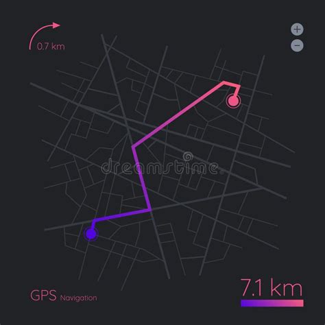 Gps Navigation Background Road Map Isolated With Red Pointer Vector