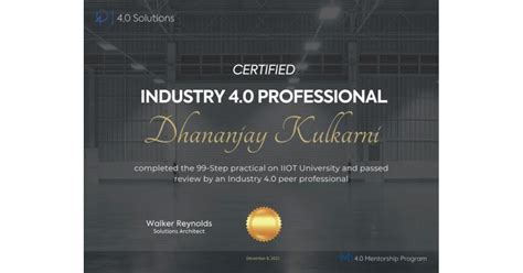 dhananjay kulkarni on linkedin industry 4 0 certified professional