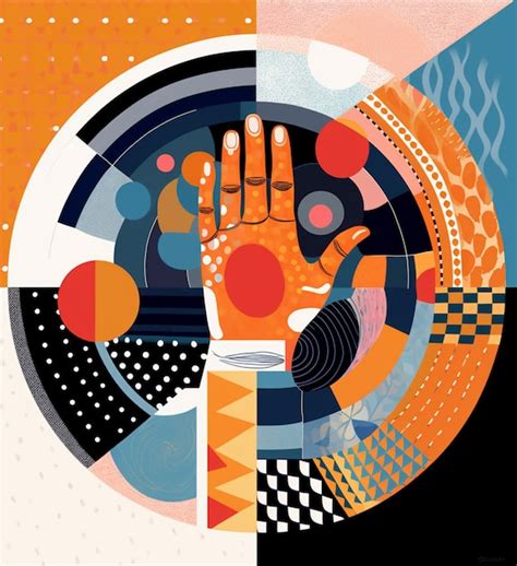 Premium AI Image Illustration Of A Hand With A Circle And A Circle With Dots Generative Ai