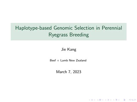 Pdf Haplotype Based Genomic Selection In Perennial Ryegrass Breeding