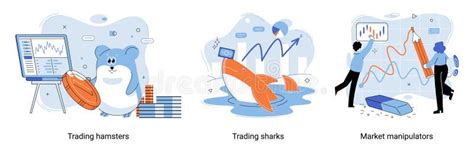 Stock Market Manipulation Characters Analyzing Stock Market Data To Control Financial Graphic