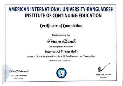 Pritam Banik On Linkedin Certificate Of Completion Arduino And Iot
