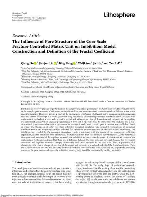 Pdf The Influence Of Pore Structure Of The Core Scale Fracture