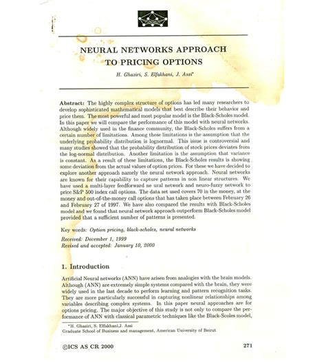 (PDF) Neural networks approach to pricing options