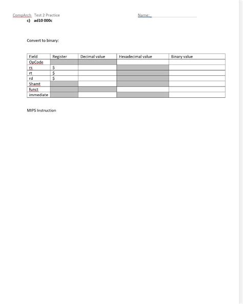 Solved Comparch Test 2 Practice C Ad10000c Convert To