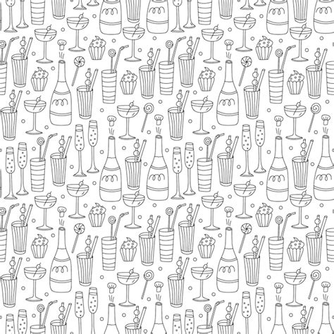 Premium Vector Seamless Pattern With Cocktails Drinks Bottle Of