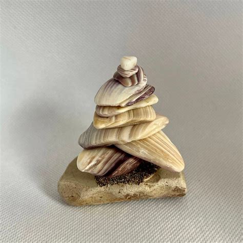 Purple Quahog Shell Tree With Heart Sea Cairns