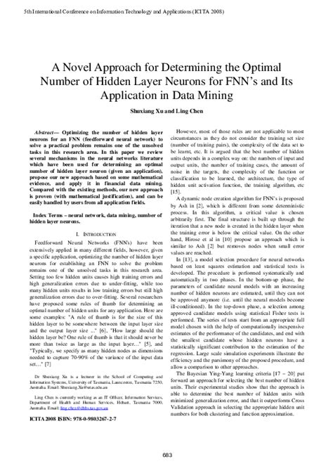 Pdf A Novel Approach For Determining The Optimal Number Of Hidden