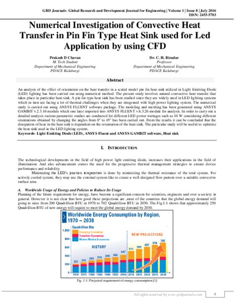 Pdf Numerical Investigation Of Convective Heat Transfer In Pin Fin Type Heat Sink Used For Led