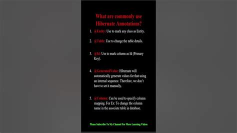 commonly annotations used in hibernate shorts youtubeshorts java