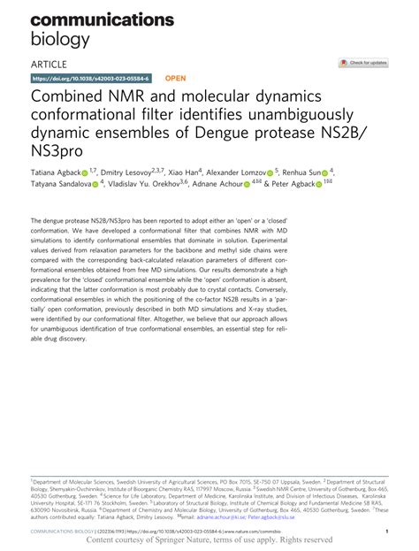Pdf Combined Nmr And Molecular Dynamics Conformational Filter
