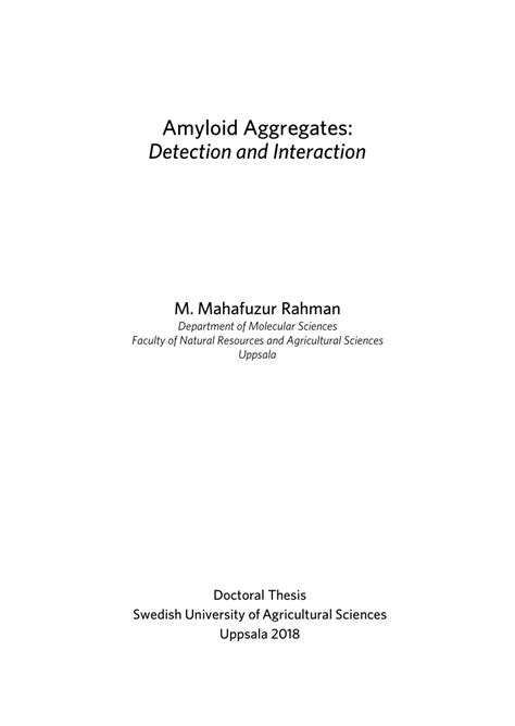 Pdf Amyloid Aggregates Detection And Interaction