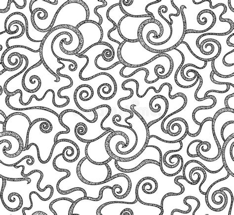 Abstract Decorative Vector Seamless Pattern With Handwritten Curling
