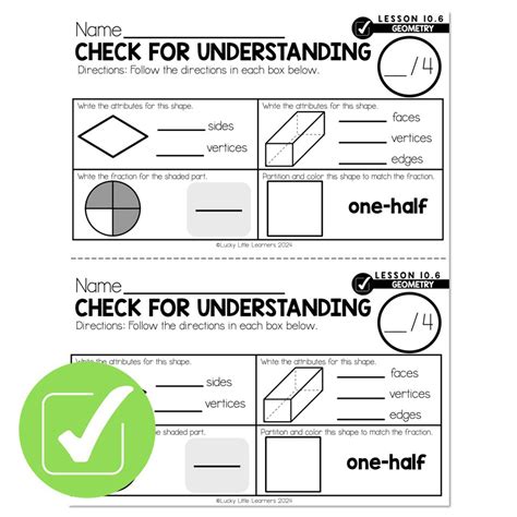 Lucky To Learn Math 1st Grade Lesson 10 6 Geometry Review Check For Understanding