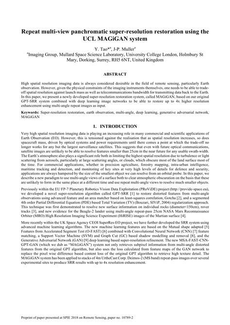 Pdf Repeat Multiview Panchromatic Super Resolution Restoration Using
