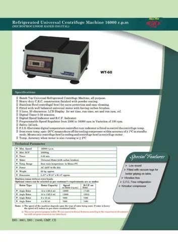 Wt 60 Refrigerated Micro Centrifuge Microprocessor Based Digital 16000 Rpm At ₹ 126500