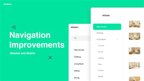 website and mobile navigation improvements for gridbox