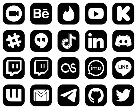 20 High Quality White Social Media Icons On Black Background Such As Linkedin China