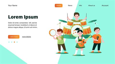 만화 어린이 밴드 평면 그림 무료 벡터