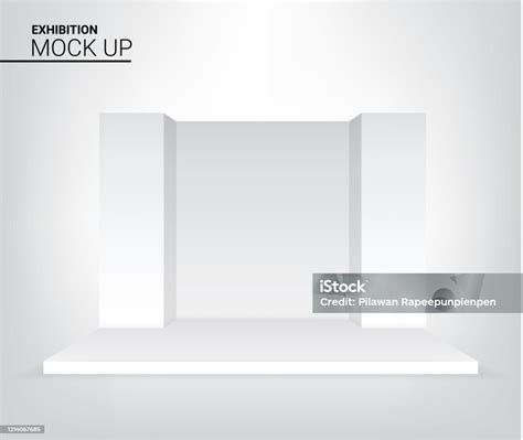 광고 콘서트 또는 프리젠 테이션 배경 일러스트 벡터에 대한 3d 그래픽 모의 현실적인 단계 연단 이벤트 및 전시 컨셉 디자인 3차원 형태에 대한 스톡 벡터 아트 및 기타