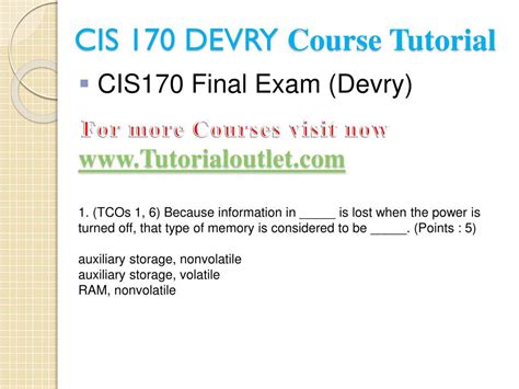 Ppt Cis 170 Devry Course Tutorial Tutorialoutlet Powerpoint