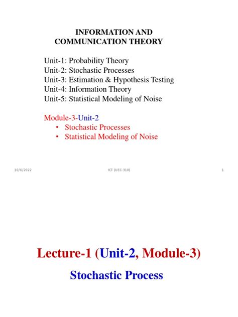 Lecture 1 Module 5 Random Process Pdf Stochastic Process Statistics