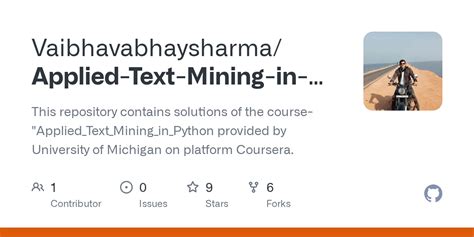 Github Vaibhavabhaysharma Applied Text Mining In Python This Repository Contains Solutions Of