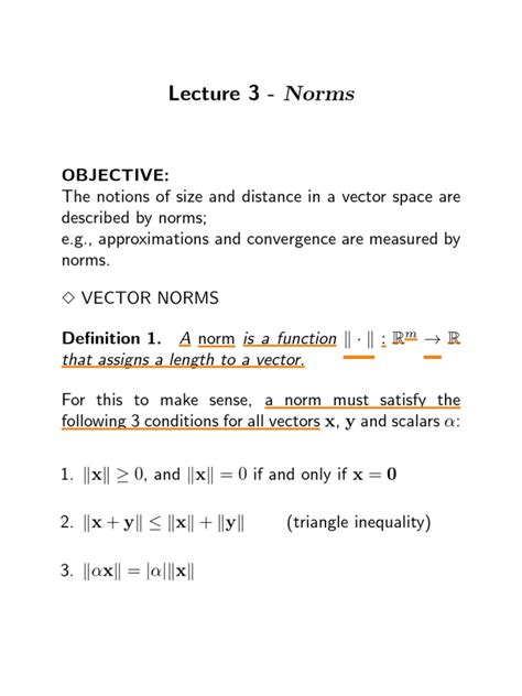 Lecture 3 Pdf Norm Mathematics Vector Space