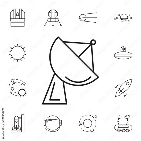 Satellite Dish Icon Set Of Space Icons Signs Outline Symbols Collection Simple Thin Line