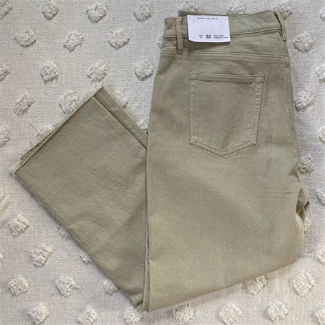 Loft Jeans Loft High Rise Straight Crop Denim Jeans Frayed Hems Tan