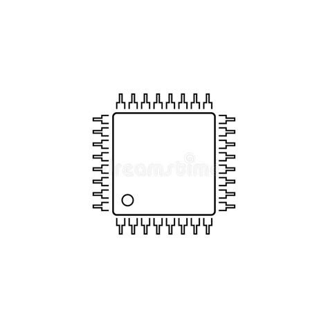 computer chip line icon vector illustration in modern flat stock vector