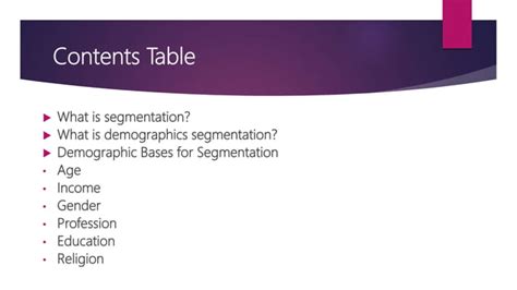Demographics Bases For Segmentation Pptx
