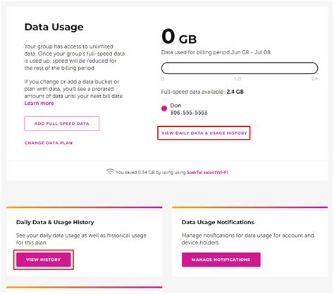 Personal Viewing Your Data And Voice Usage History In Mysasktel Support Sasktel
