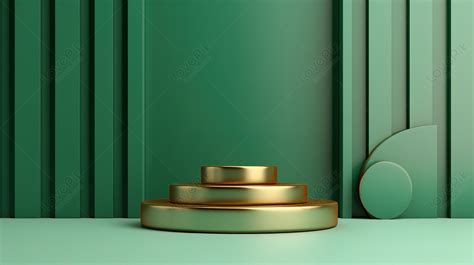 추상적인 3d 배경에 금색과 녹색 연단의 우아한 구색 연단 배경 제품 디스플레이 배경 금 배경 이미지 Hd 연단 제품 디스플레이 금 배경 사진 무료 다운로드