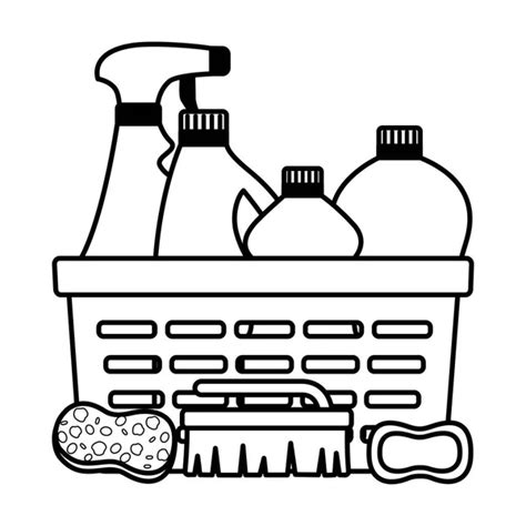 Cleaning Supplies Clipart Black And White