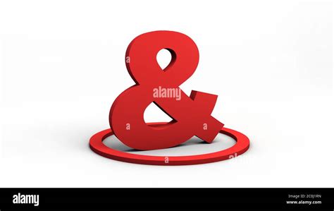 red ampersand symbol inside circle 3d illustration white neutral