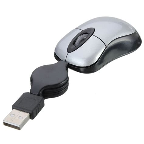 Protable Mini Wired Optical USB Scroll Mouse Retractable Cable 800DPI Mice For Travel Laptop PC