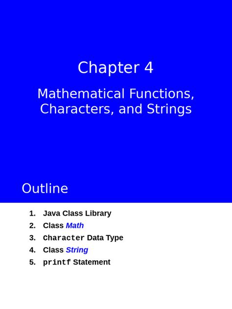 Cse215 Chapter 4 Math Functions Chars And Strings Pdf Java