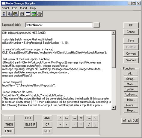 automatic generation of batch reports at the end of the batch using