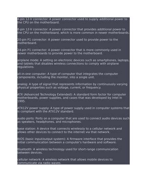 Assignment Chapter CIS Systems Hardware Concepts Assignment University Of The