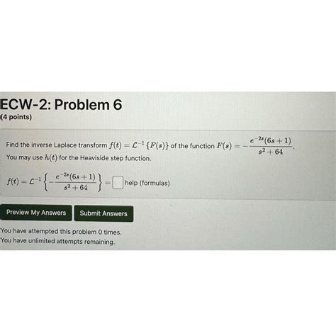 Solved Ecw 2 Problem 64 ﻿pointsfind The Inverse Laplace