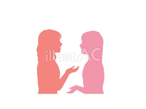 会話をする2人の女性のシルエットイラスト No 24824793｜無料イラスト・フリー素材なら「イラストac」