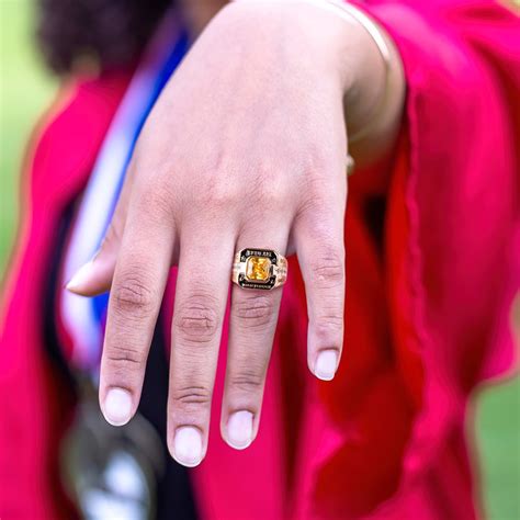 Personalized Square Birthstone Class Memorial Ring Custom Message High