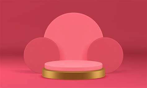 핑크 3d 연단 받침대 고급 스탠드 반원 벽 배경 현실적인 벡터 0명에 대한 스톡 벡터 아트 및 기타 이미지 0명 3차원 형태 가정의 방 Istock