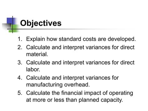 Standard Costs Variance Analysis And Its Impact On Managerial