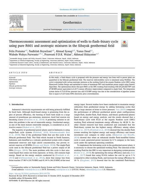 Thermoeconomic Assessment And Optimization Of Wells To Flash Binary Cycle Pdf Pdf Exergy Steam