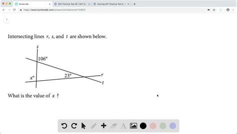 intersecting lines r s and t are shown below what is the value of x
