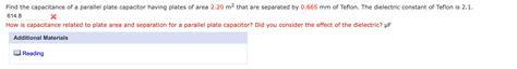 Solved Find The Capacitance Of A Parallel Plate Capacitor Chegg